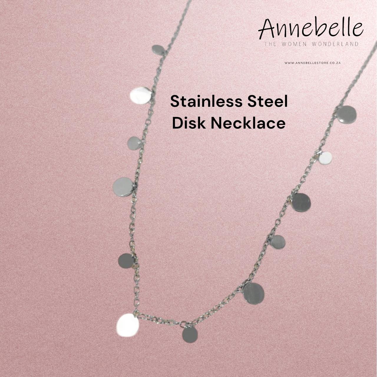 Stainless Steel Silver Disk Necklace – Annebelle